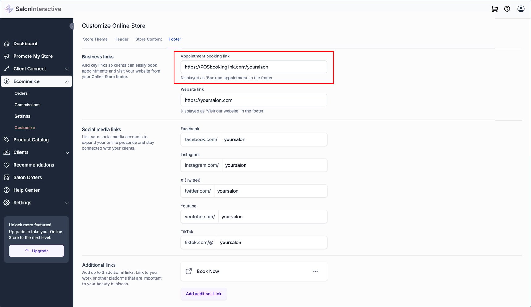 How do I add or edit my booking link?