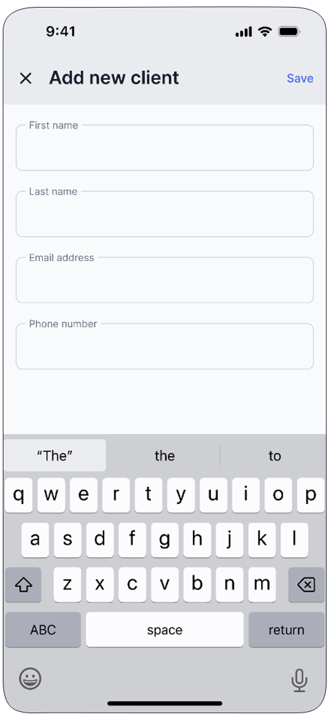 How do I add clients to the SalonInteractive mobile app manually?