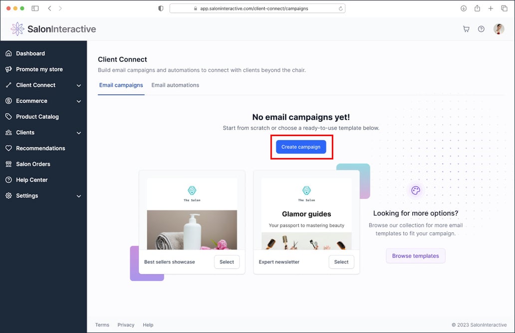 How do I create an email campaign using a template?