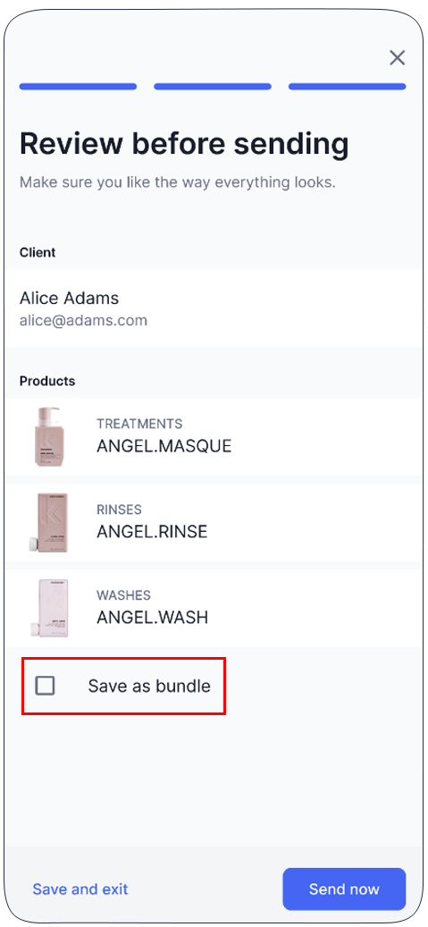 How do I create a product bundle on the SalonInteractive mobile app?