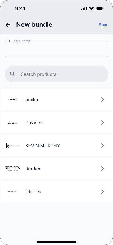 How do I create a product bundle on the SalonInteractive mobile app?