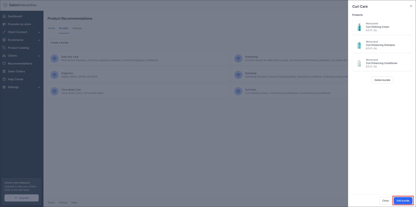 How do I delete or edit bundles on the web app?