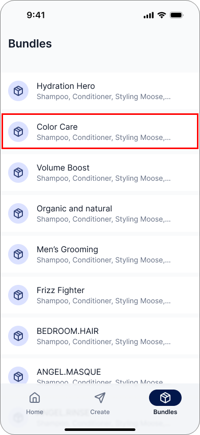 How do I edit bundles on the mobile app?