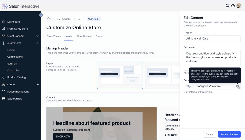 How do I customize my Online Store headers?
