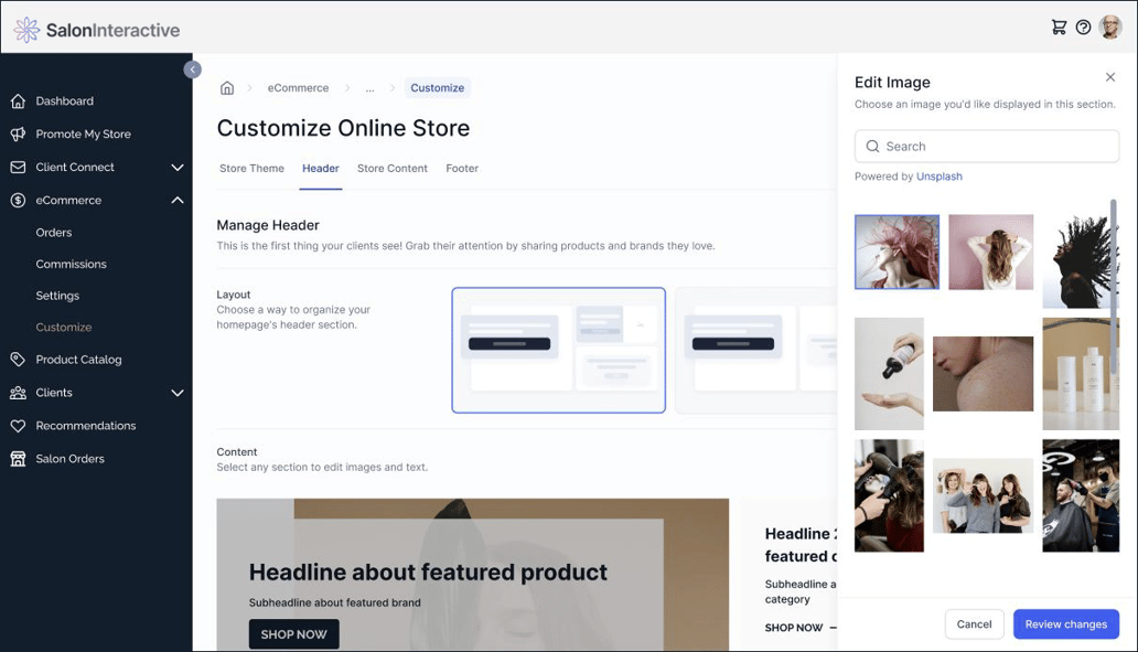 How do I customize my Online Store headers?
