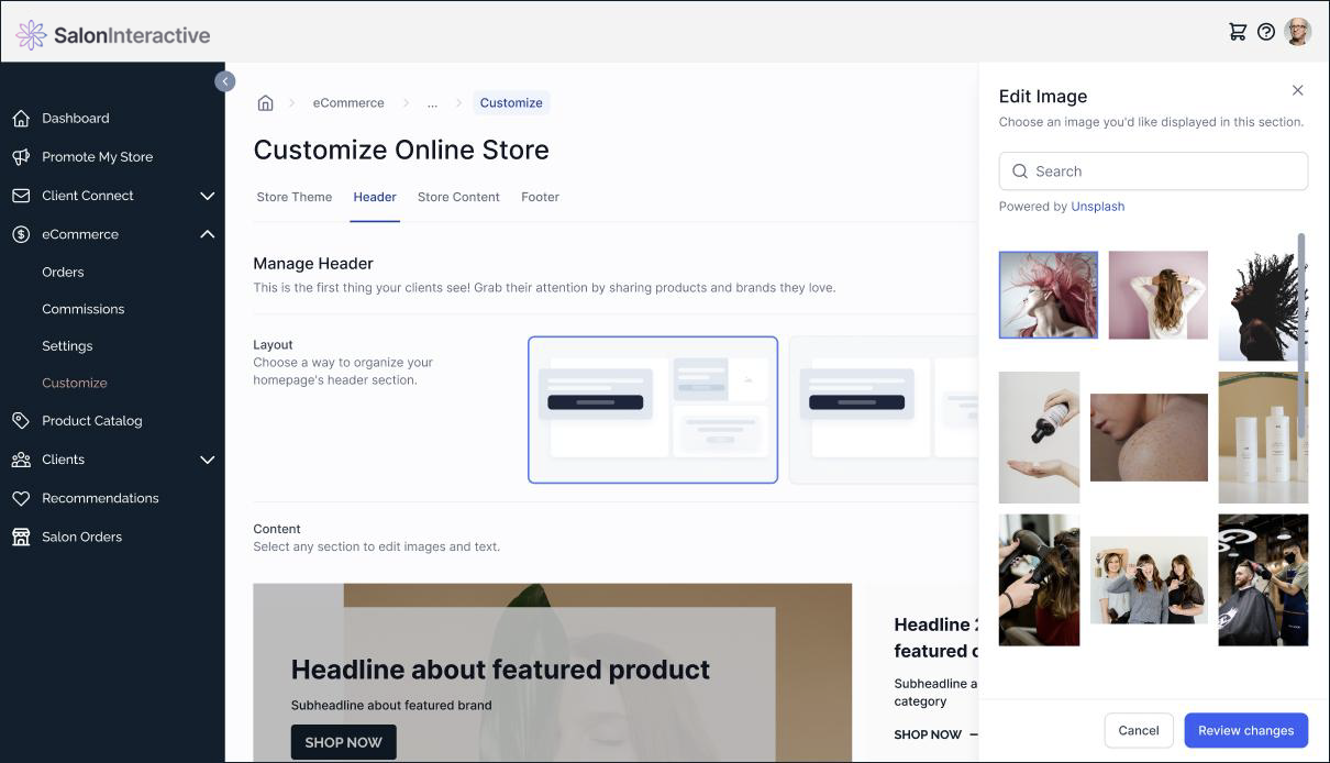 How do I customize my Online Store headers?