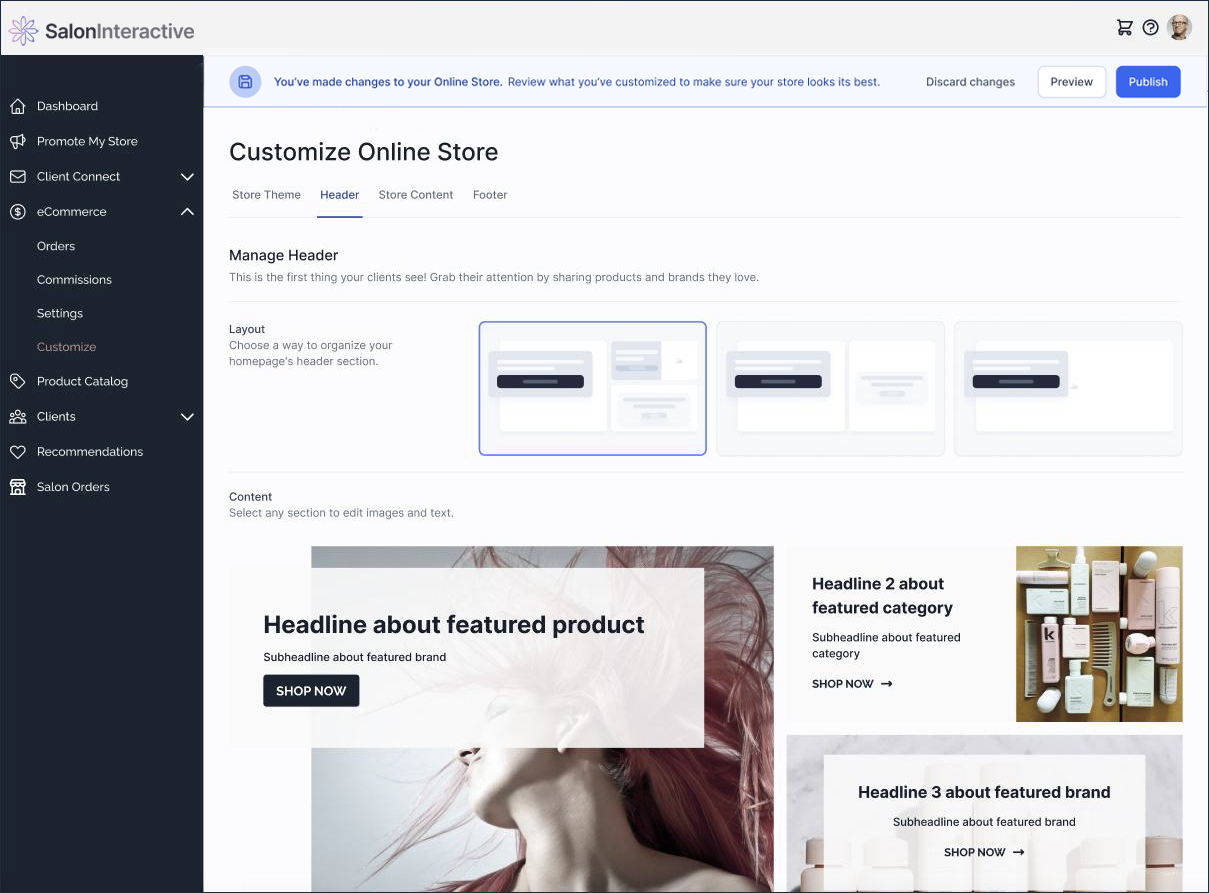 How do I customize my Online Store headers?