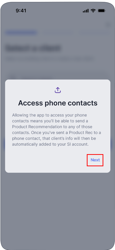 How do I add clients to the SalonInteractive mobile app from my device?