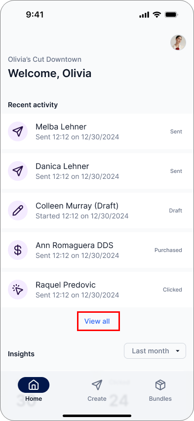 How do I resend a Product Recommendation through the mobile app?