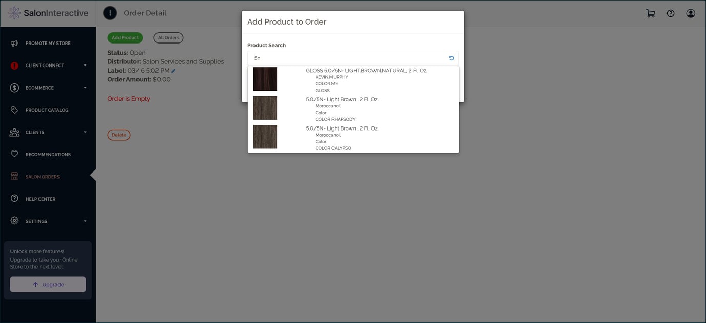 How do salon orders work?